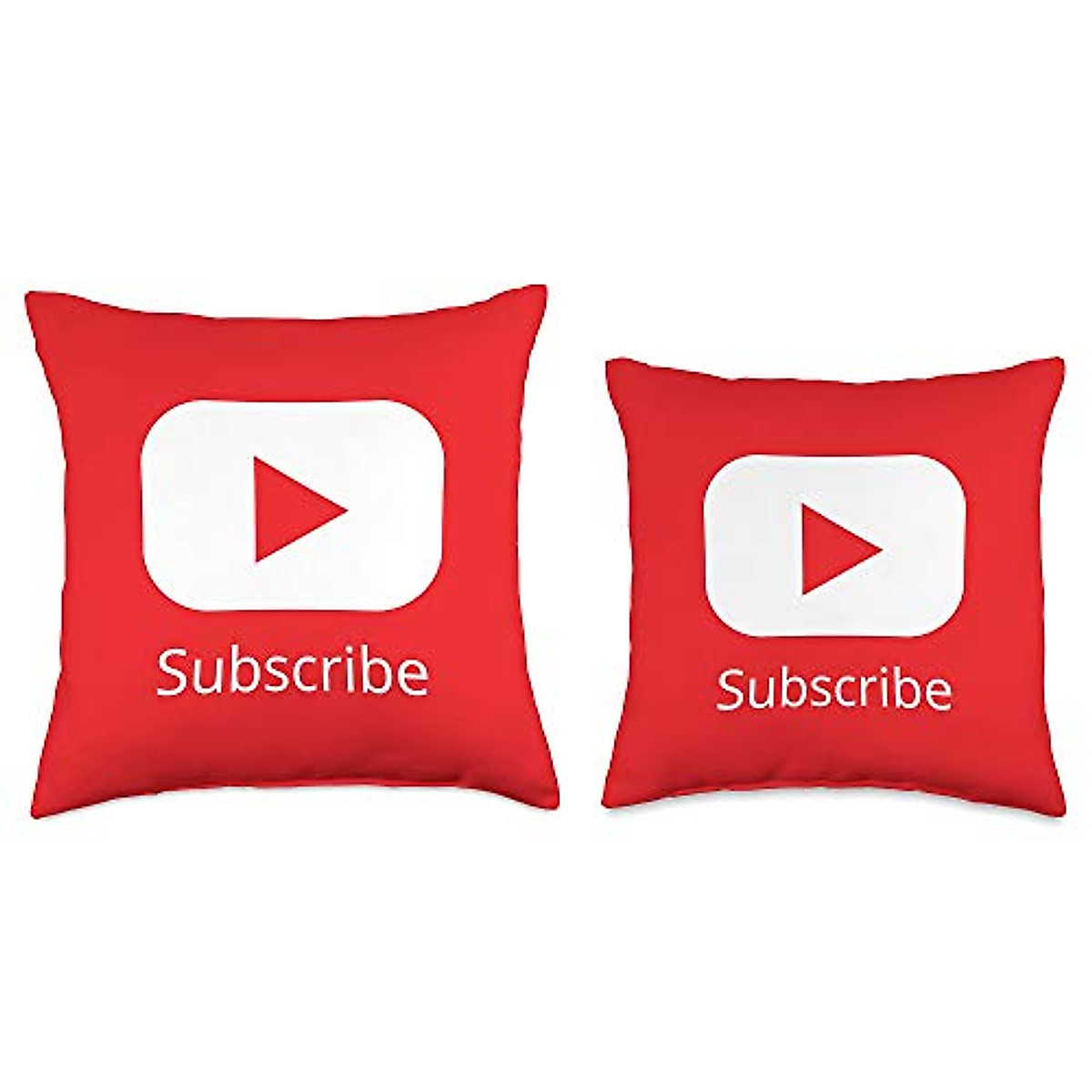 Gifts For Content Creators Red Subscribe Video Blogger Play Button Throw Pillow, 16x16, Multicolor
