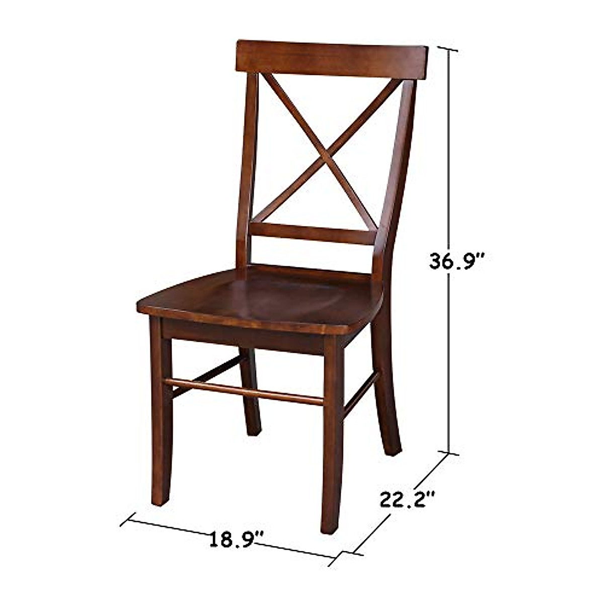 International Concepts 36" Round Top Pedestal Ext Table With 12" Leaf And 4 X-Back Chairs, Espresso