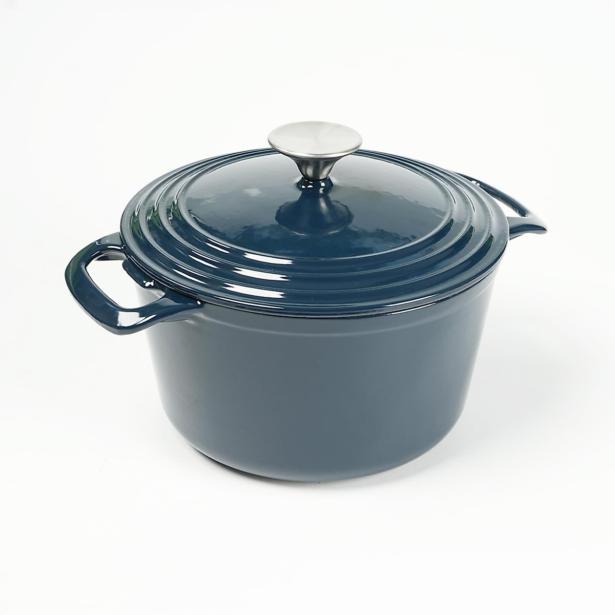 HAWOK Enameled Cast Iron Dutch Oven with Lid, 3.5 Quart, Deep Round Dutch Oven with Dual Handles, Navy Blue