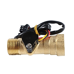 GREDIA G1/2" Water Flow Sensor Thread Male to Female Brass Switch Hall Effect Liquid Flowmeter Fluidmeter Counter BSP 1-30L/Min（66 mm in Total Length）