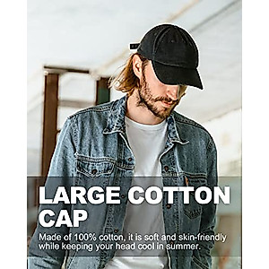 Zylioo Oversize XXL 100% Cotton Baseball Cap,Large Hat for Big Heads 23.5"-25.5",Adjustable Low Profile Blank Dad Cap