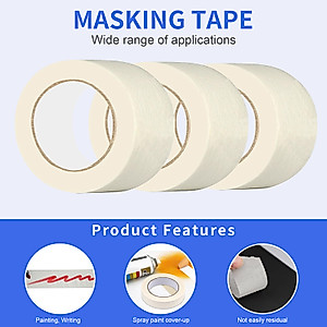 JayJayup Masking Tape 2 inch Wide, 8 Pack Wide Masking Tape for General Purpose Use, 2 inches x 55 Yards x 8 Rolls, 440 Yards in Total