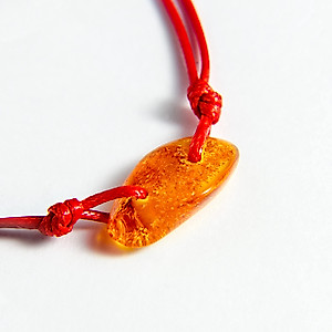 Unisex Bracelet with Unpolished Baltic Amber Stone, Handmade Gemstone Jewelry, Adjustable, wrist size 5.9-8.7 in