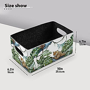 Leopards in Tropics Storage Basket Felt Storage Bin Collapsible Closet Baskets Decorative Baskets Organizer for Pet Supplies Magazine
