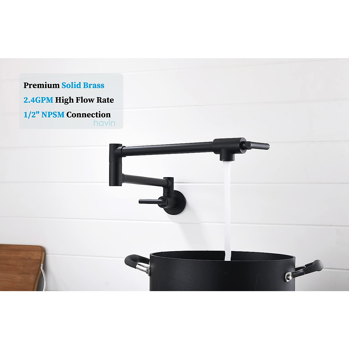 Havin Black Kitchen Faucet with Pull Down Magnetic Sprayer with Black Pot Filler Faucet