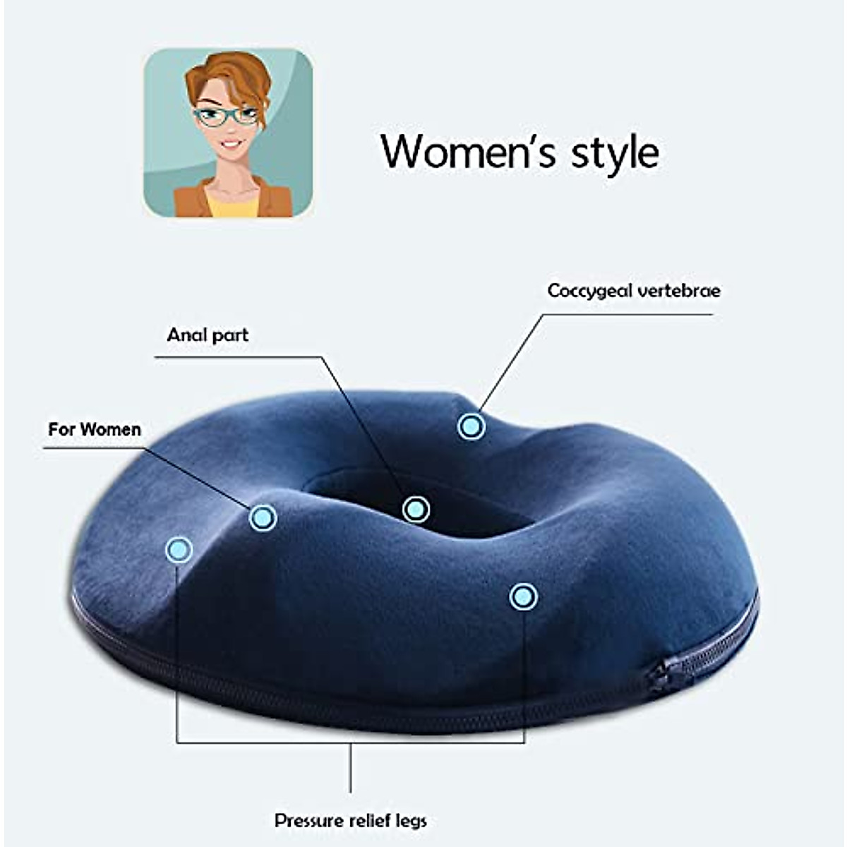 Donut Pillow Hemorrhoid Tailbone Seat Cushion , Ergonomic Design , Seat Cushion Pain Relief for Coccyx, Prostate, Sciatica, Pelvic Floor, Pressure Sores,Perineal Surgery, Postpartum Recovery (Women)