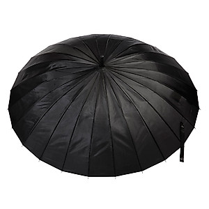 totes Large Eco Auto-Open 24 Rib Stick Umbrella with a Classic J Hook Curved Handle, Black