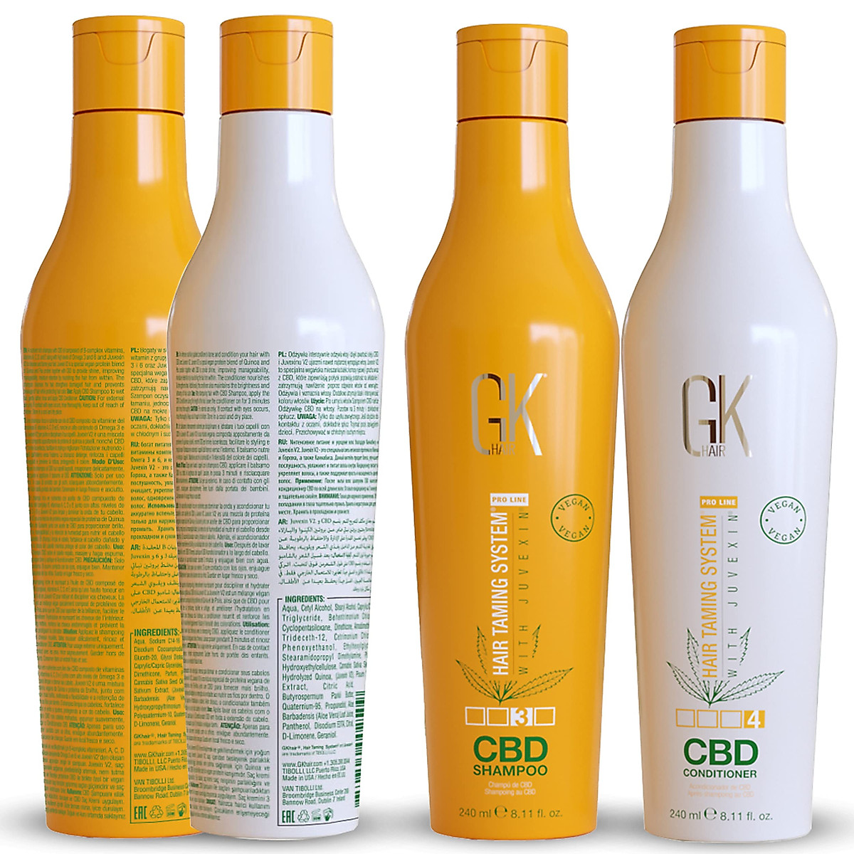 GK HAIR Global Keratin Hemp Shampoo and Conditioner Sets (8.11 Fl Oz/240ml) Hydrating Strengthening Damaged Repair Provides Nourishing & Shine Infused with Natural Organic Vegan Sulfate Paraben Free