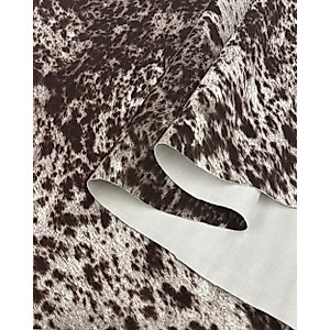 Suede Velvet Longhorn Spotted Cow Print Cowabunga Fabric Upholstery / 54" Wide/Sold by The Yard (Chocolate)