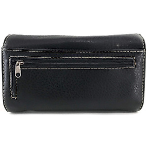 Zelris Western Horse Portrait Star Floral Women Crossbody Wrist Trifold Wallet (Black)