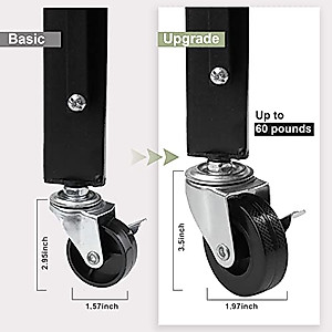 4-Shelf Foldable Storage Shelves with Wheels, Large Capacity Shelving Unit, Freestanding Metal Wire Shelf Rack, No Assembly Organizer Rack for Garage Kitchen, Basement, Pantry, Heavy Duty