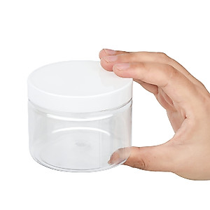 Healthy Packers 8oz Plastic Jars With Lids, Labels and White Marker - 24-Pack Small Plastic Containers with White Lids. Great for Slime, Lotion, Crafts, Travel General Storage