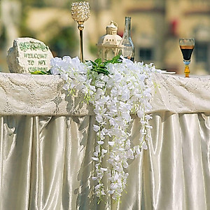 Beautymee Artificial Wisteria Garland 12Pack 3.6 Feet Artificial Flowers Fake Wisteria Vine Silk Flower for Wedding Decorations Home Garden Party Decor (White, 12)