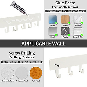 Yoanxong 2 Pack Key Holder for Wall, Key Hooks with 8 Hooks Mount Keys on Wall, No Drilling Required, Holders Use for Living Room Kitchen Corridor Decor(White)