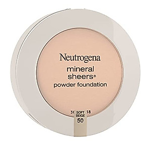 Neutrogena Mineral Sheers Compact Powder Foundation, Lightweight & Oil-Free Mineral Foundation, Fragrance-Free, Soft Beige 50.34 oz