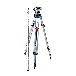 BOSCH Optical Level Kit with 32x Magnification Power Lens, Tripod and Rod GOL 32CK, Grey