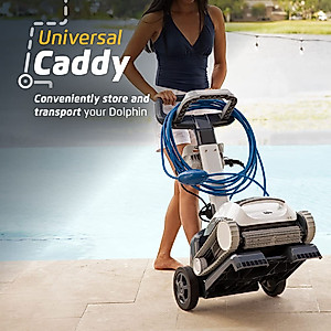Dolphin (2025 Model) E10 Automatic Robotic Pool Vacuum Cleaner Includes Caddy and Classic Cover for Storage and Protection, Ideal for Above-Ground Pools up to 30 FT in Length