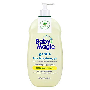 Baby Magic Gentle Hair & Body Wash, Soft powder scent, 30 Fl Oz, Pack of 4, With nourishing Calendula and Coconut Oil