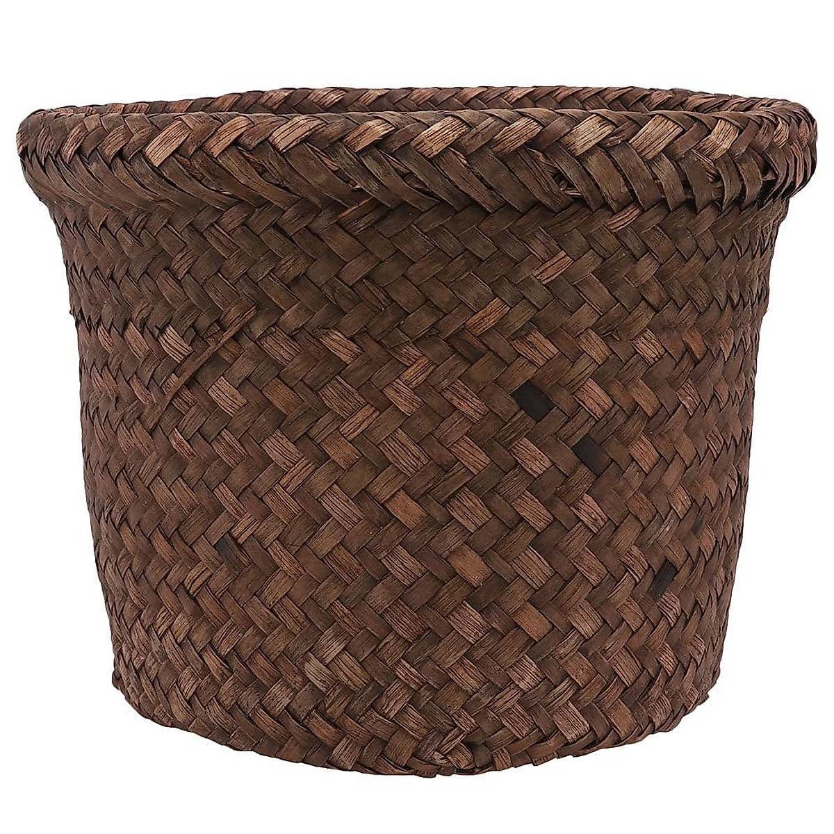 Cabilock Storage Basket Willow Woven Waste Paper Basket Rattan Garbage Bin Wicker Plant Decorative Waste Bin Wicker Trash Basket Wastebasket Garbage Bin Egg Seaweed with Cover Small Basket