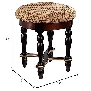 Design Toscano Grand Duchess Vanity Stool, 17 Inch, Walnut