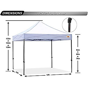 ABCCANOPY Patio Pop Up Canopy Tent 10x10 Commercial-Series (White)