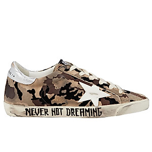 Golden Goose Super-Star Camou Flock Upper Leather Star Laminated Heel Signature Foxing Womens Distressed Sneakers-38