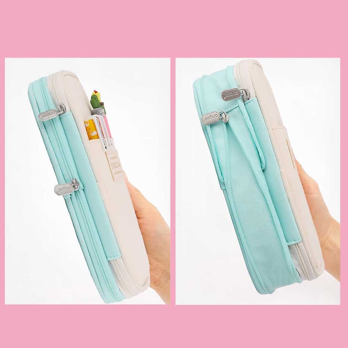 Oyachic Big Capacity Pencil Case, Telescopic Pencil Pouch,Zipper Pen Bag,Canvas Markers Organization Makeup Bag Box,Pencil Holder Office Supplies