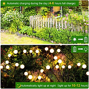 Salangae Solar Garden Lights, Solar Firefly Lights 4 Pack 40 LEDs, Sway by Wind, Solar Swaying Lights with IP65 Waterproof, Yard Patio Pathway Decoration, High Flexibility Iron Wire, Warm White