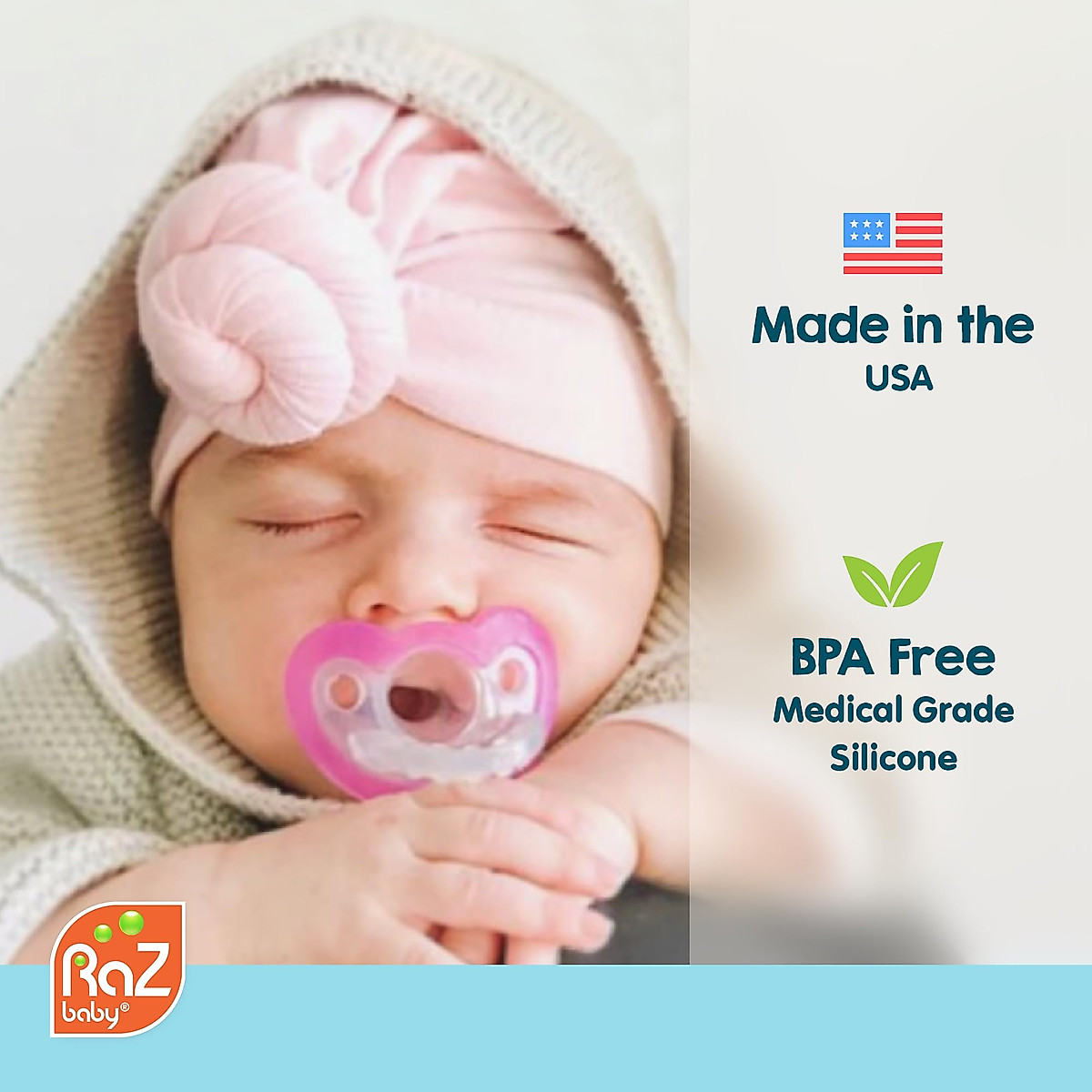 Sophie La Girafe Razbuddy Holder w/Removable JollyPop Baby Pacifier - 0M+ - Bpa Free - Pacifier Made in USA - Sophie The Giraffe - RaZbaby - Vulli