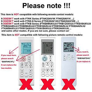 RCECAOSHAN Replacement for Daikin Air Conditioner Remote Control FTK09NMVJU FTX09NMVJU FTK12NMVJU FTX12NMVJU FTK18NMVJU FTX18NMVJU FTK24NMVJU FTX24NMVJU English Version Display in Fahrenheit