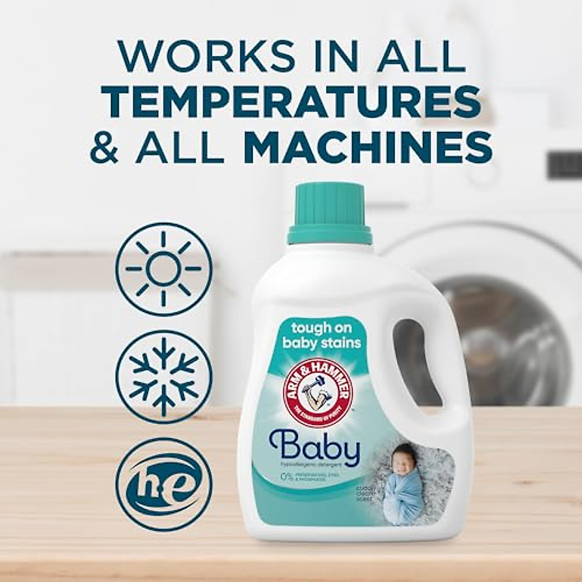 ARM & HAMMER Baby, 77 Loads Hypoallergenic Liquid Laundry Detergent, 100.5 fl oz