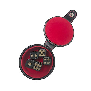 Red Lining Leather Professional Dice Cup with 5pcs Black Mini Death Skull Dice for Party Playing Drinking Death Table Game Party Tool