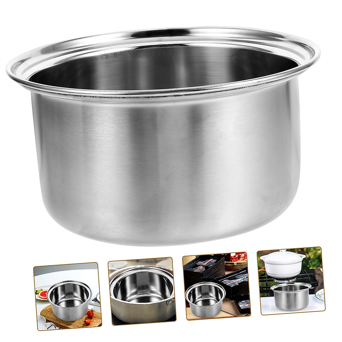 Ciieeo Small Hot Pot Liner Stainless Steel Cookware Rice Maker Pan Nonstick Cookware Rice Inner Tank Rice Cooker Pressure Pot Rice Cooking Pan Induction Hops Individual