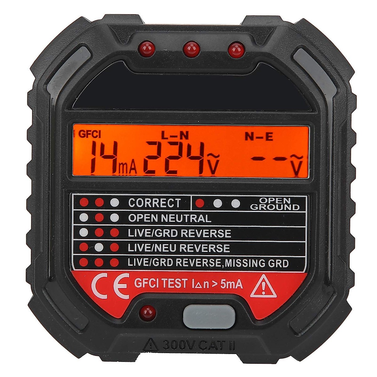 HT107B 90-250V Socket Tester 3-Pin Outlet Tester Receptacle Tester Frequency Phase Voltage Leakage Voltage Test Electric Circuit Detector