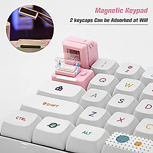 HELOIA Custom Keycaps for Esc Key and Tab Key - Magnetic Light Transmission Keycaps - Classic Retro Mechanical Backlit Keyboard Esc Tab Keycap for GK61 GK64 SK87 GH60 PC Gamer ect Most Keyboard(Pink)