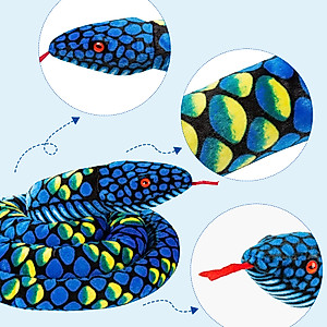 kesehatan Plush Giant Snake, Realistic Stuffed Animal, Red Eyes Toy Gifts for Boys and Girls 110 Inches