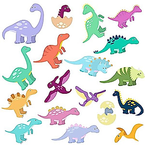 Four Fahrenheit 18 PCS Cute Dinosaur Iron on Transfers Child Patches Stickers Iron on Decals Vinyl Patches HTV Heat Transfers Iron on Stickers for Clothing Hats Pillows Backpacks DIY Decoration