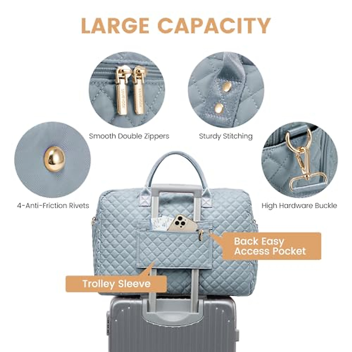 LOVEVOOK Travel Duffle Bag, Weekender Bag for Women with Toiletry Bag Shoe Bag, Carry on Overnight Bag with Laptop Compartment, Gym Duffel Bag with Wet Pocket, Hospital Bag for Labor and Delivery