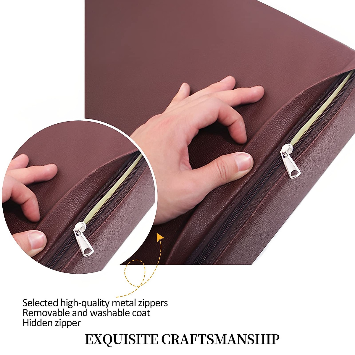 Ptosziav Leather Thick Not-Slip Chair Pads Memory Foam Chair Seat Cushion Removable Chair Padding for Office Dining Chair(Black 40cm/16in)