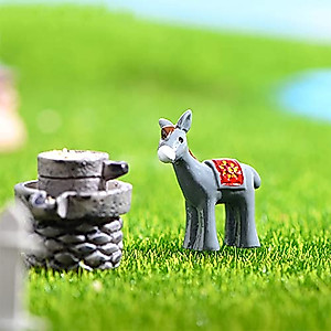 MAOMIA 12 Pcs Miniature Donkey Figurines Easter Cake Toppers, Mini Donkey DIY Craft Plant Pot Fairy Garden Landscape Decor Ornament