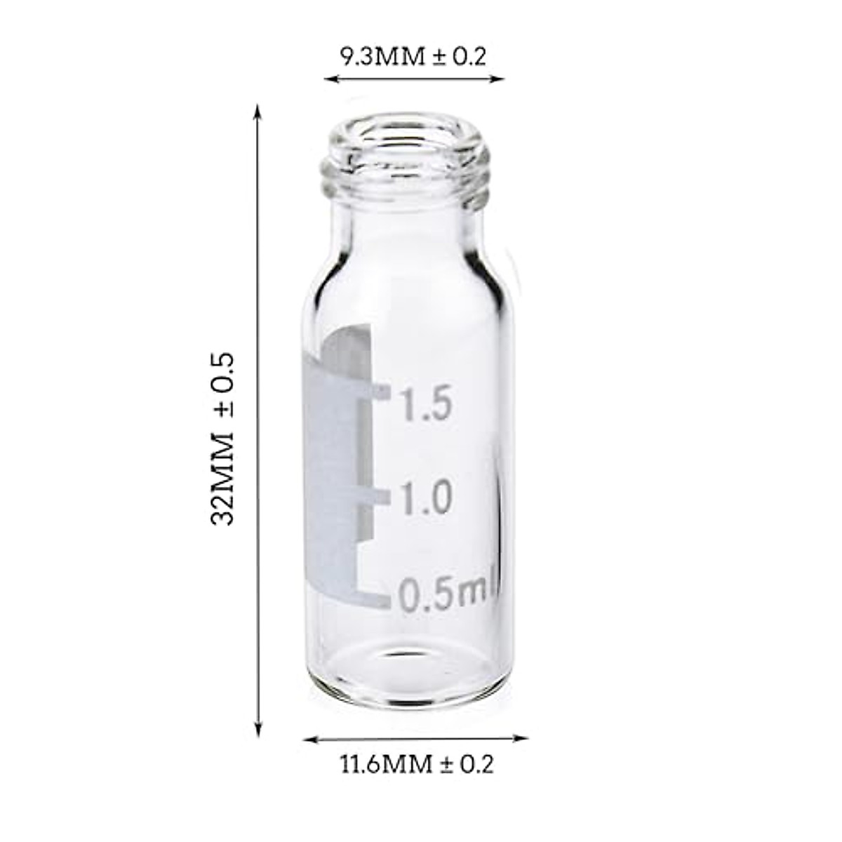 PEKYBIO 2 ml Autosampler Vial, 9-425 HPLC Vial with Writing Area and Graduation, Clear Sample Vial and 9mm Blue Screw Cap with Hole, White PTFE&Red Silicone Septa, 100 of Pack
