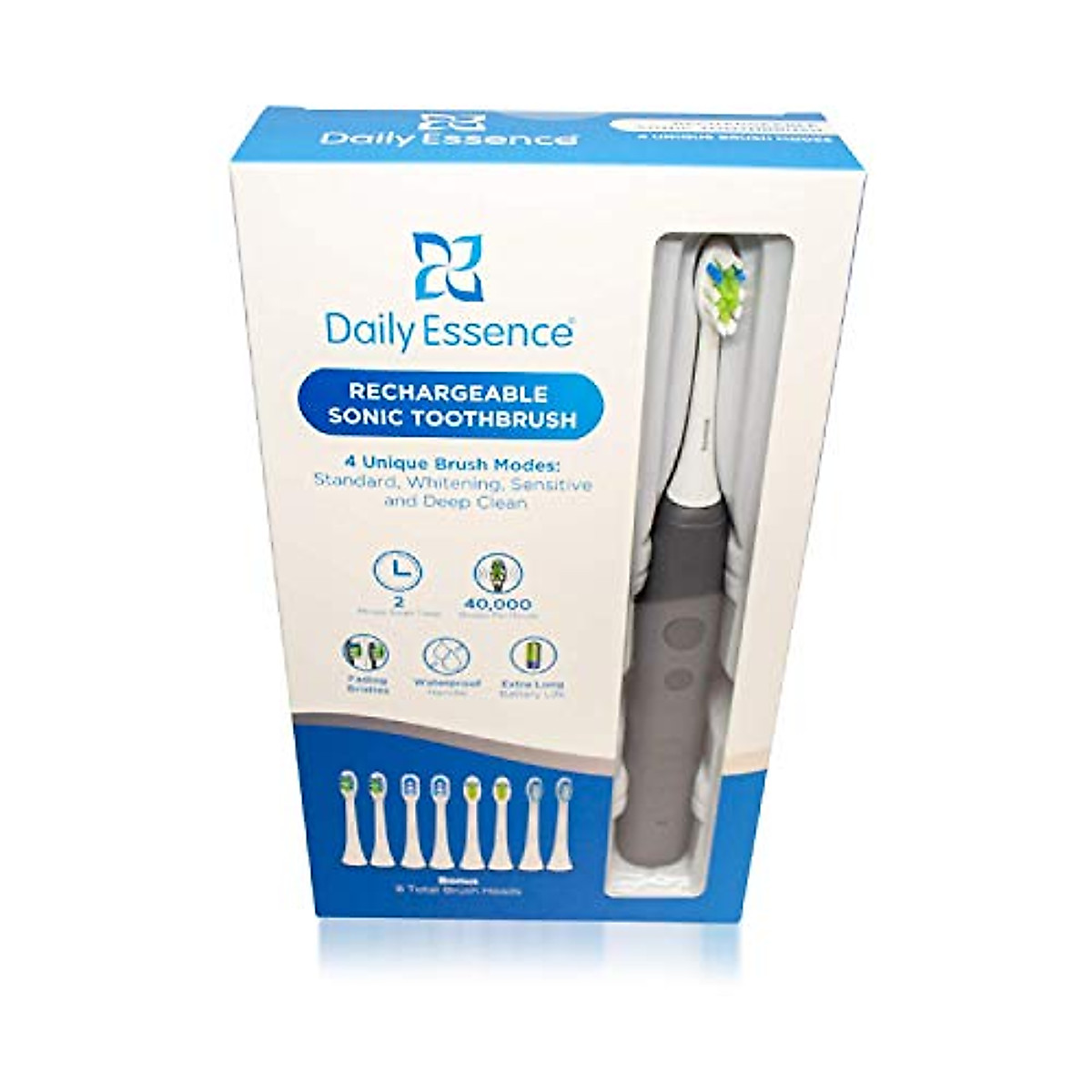 Daily Essence 70201-12 Rechargable Sonic Toothbrush, Platinum