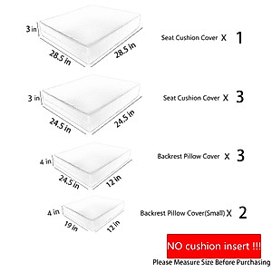 SUSIE'S GARDEN 9p patio cushion covers Outdoor Patio Cushions Covers Replacement Waterproof with Zipper for 5 Pcs Patio Furniture Set, Slipcovers for Outdoor Cushions Taupe, Covers Only