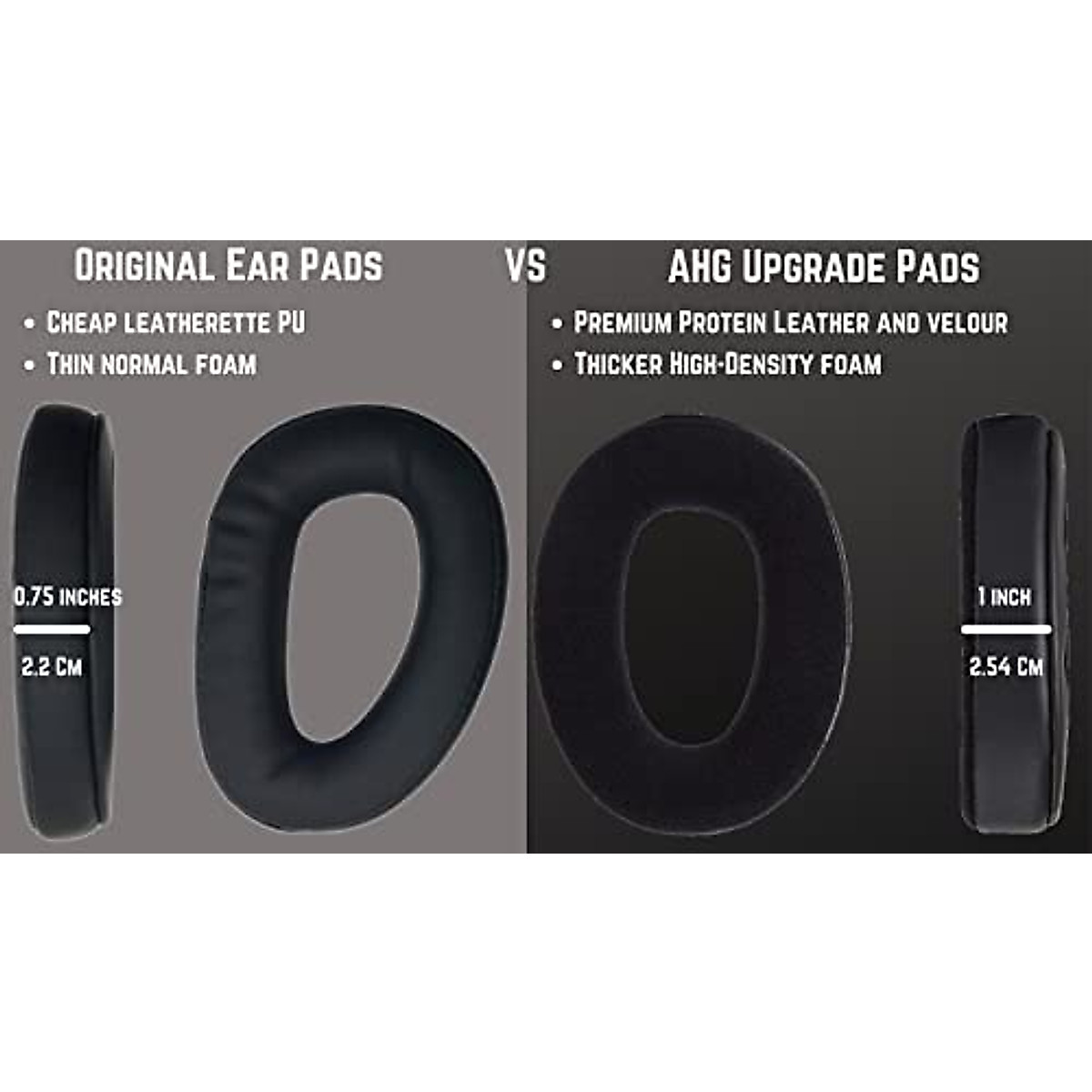 Premium Hybrid Ear Pads Compatible with Sennheiser GSP 370, Sennheiser GSP 350, GSP 303, GSP 302, GSP 301 and GSP 300 Headphones. Premium Protein Leather | Premium Velour | Soft High-Density Foam