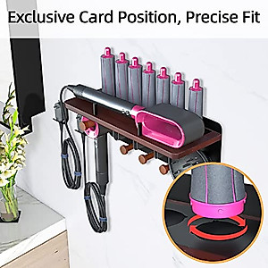 FLE Storage Holder Organizer for Dyson Airwrap Curling Iron Accessories Wall Mounted, Wood Metal Organizor for Airwrap Styler and Attachments Black