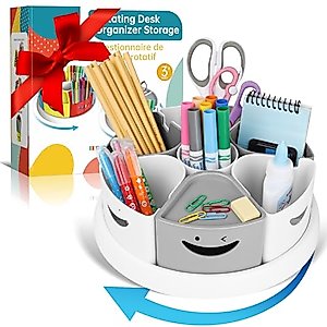 MeCids Art Supply Storage and Organizer - 360° Spinning Pen Holder and Pencil/Marker Organizer Caddy for Desk for Office, Classroom - Kids Craft Supplies Organization and Storage - Birthday Gifts