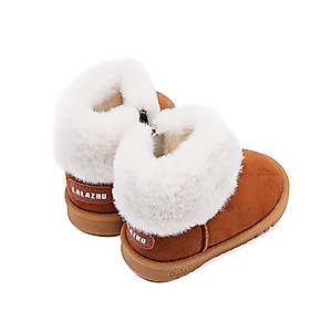 BMCiTYBM Baby Snow Winter Boots Girls Boys Cold Weather Faux Fur Shoes 6 12 18 24 Months Brown Size 6-12 Months Infant