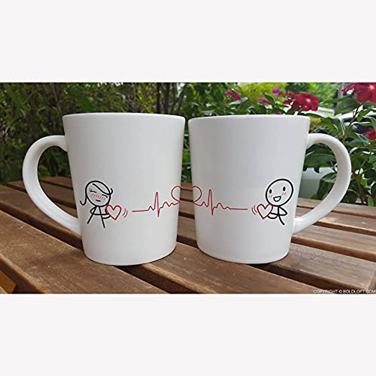 BoldLoft Love You Every Beat of My Heart Couple Coffee Mugs-Valentines Mug Set I Love You Mugs for Him and Her Couple Gifts for Boyfriend Girlfriend Husband Wife