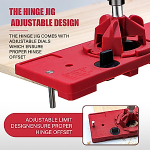 Vigtayue 35mm Hinge Drilling Jig Hole Guide Woodworking Tools, Concealed Hinge Jig for Kitchen Cabinet Doors Hinge
