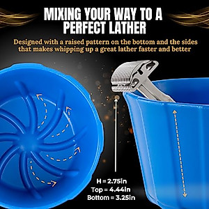 TIMELESS RAZOR Blue Shaving Bowl w/Ridges - Mixes Mens Shaving Cream & Shaving Soap - Durable & Holds Heat Longer - Whip a Quick, Rich & Thick Lather - USA Made